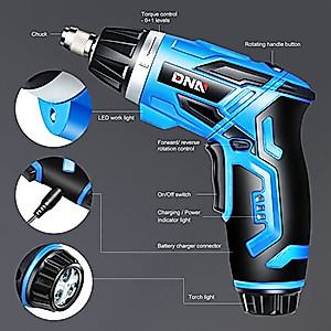 ‎DNA MOTORING TOOLS-00236 Rechargeable 3.6V Cordless Electric Screwdriver Tool Kit with LED Worklight, Blue
