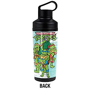 Teenage Mutant Ninja Turtles TMNT OFFICIAL Turtle Group 18 oz Insulated Water Bottle, Leak Resistant, Vacuum Insulated Stainless Steel with 2-in-1 Loop Cap