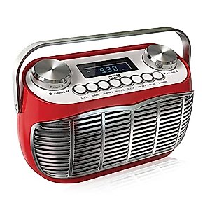 AM FM Portable Radio, Battery Operated or AC Powered Retro Portable Radios with Best Reception, Vintage Clock Radio with Dual Alarms, Plug in Wall Transistor Radio, Shortwave AM/FM Radios for Home