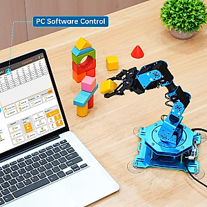 LewanSoul Robotic Arm for Arduino Coding Programming 6DOF xArm 1S STEM Educational Building Robot Arm Kits, 6 AXIS Full Metal Robotic Arm Wireless Handle/PC/App/Mouse Control Learning Robot