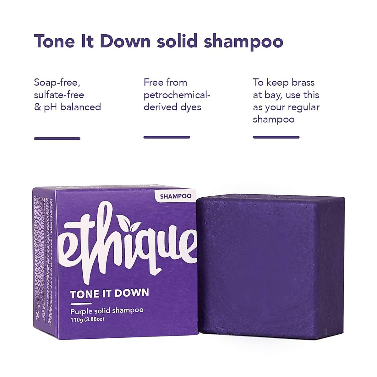 Ethique Tone It Down Brightening Purple Gift Pack for Blonde and Silver Hair - Shampoo & Conditioner Bundle - Sulfate-Free, Plastic-Free, Vegan, Cruelty-Free, Eco-Friendly (Pack of 1)