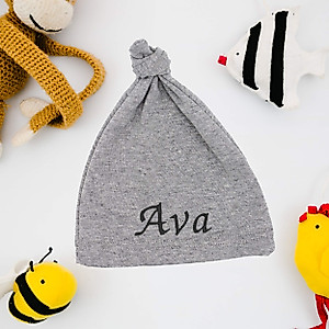Custom Embroidered Baby Boy Girl Beanie Hat, Personalized Keepsake for Newborn, Customized Infant Gift for Baby Showers, New Parents (Grey)