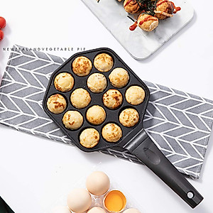 Takoyaki Grill Pan,14 Holes Nonstick Takoyaki Grill Pan Cooking Baking Mold Tool for Making Poffertjes Pancake Balls,Thai Kanom Krok and Other Small Desserts,1.57" Hole Diameter