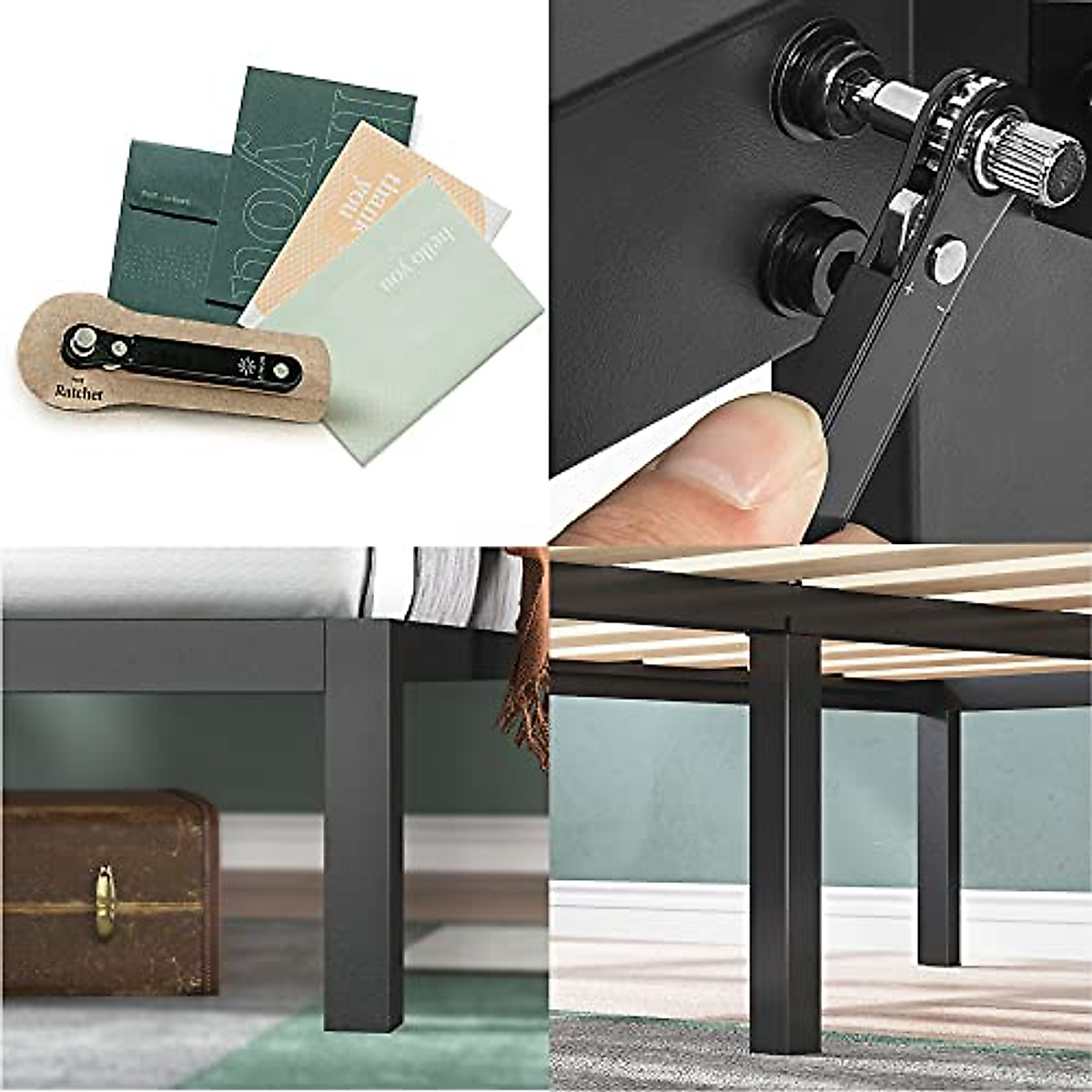 ZINUS Korey Metal Platform Bed Frame with Upholstered Headboard / Wood Slat Support / No Box Spring / Easy Assembly, Queen