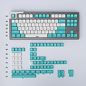White Green Keycaps Set 150 Keys MSA Profile Double Shot ISO/ANSI Layout for Cherry MX Switches Mechanical Gaming Keyboard