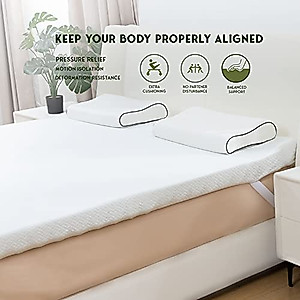 Mattress Topper,3 Inch Gel-Infused Memory Foam Topper with Bamboo Charcoal Infusion Bed Mattress 40 Density Cooling Pad Removable Fitted Bamboo Rayon Cover CertiPUR-US Certified by Lazycat (Twin XL)