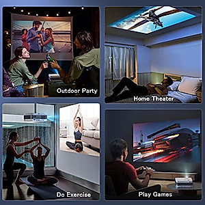 Projector with WiFi and Bluetooth, FUDONI Native 1080P Outdoor Projector 10000L Support 4K, Portable Movie Projector with Screen and Max 300", Compatible with iOS/Android/Laptop/TV Stick/HDMI/USB/VGA
