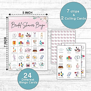 Bridal Shower Bingo Games - Blush Pink Floral Bingo Card - 24 Players Bingo Game Set for Adult Family Friends - Bachelorette Party / Wedding Shower Activities - Engagement Party Favors Supplies -C03