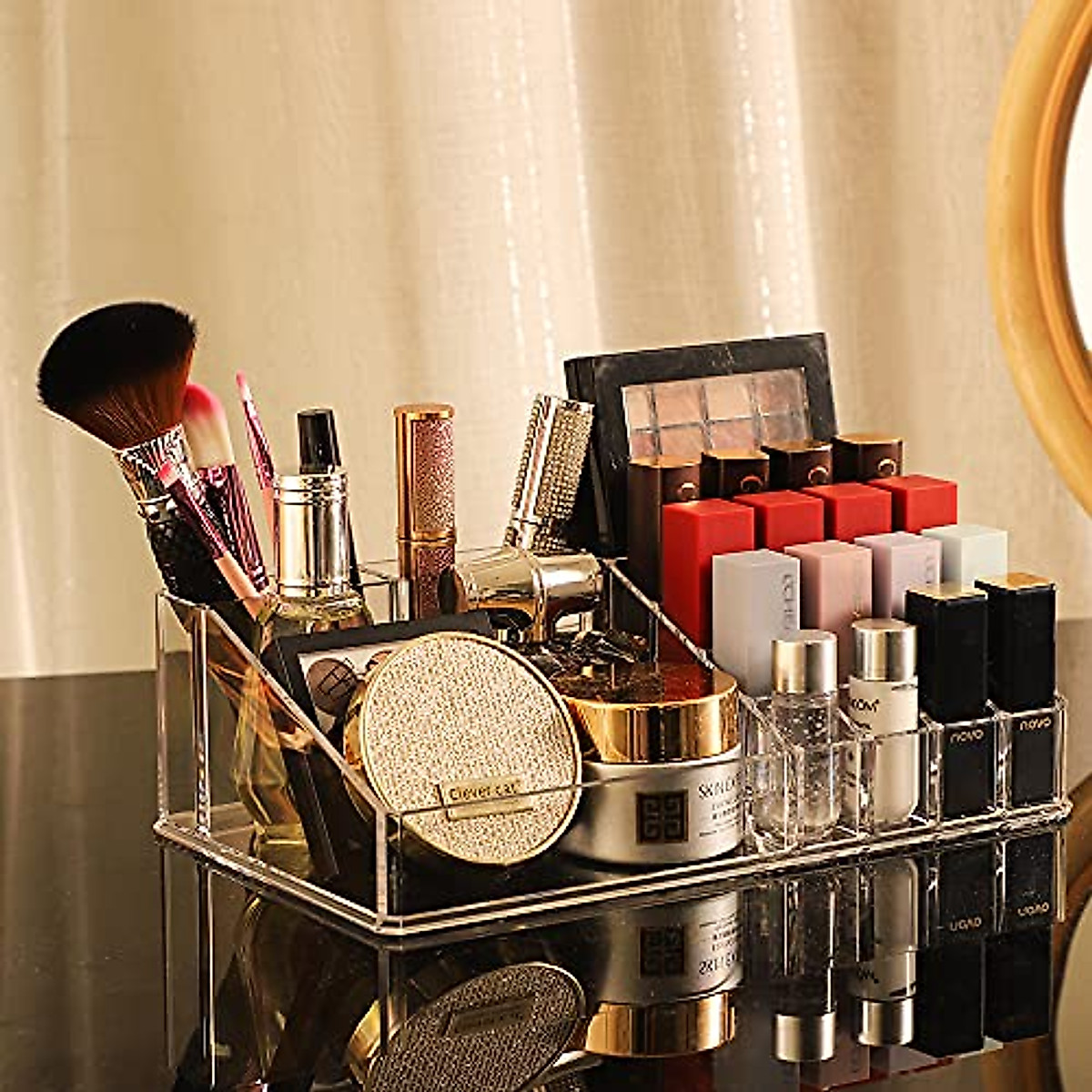 Cq acrylic 2 Pack Clear Skincare Organizer for Vanity,Stackable 3 Drawers Make Up Organizers,Cute Cosmetic Organizer for Vanity Jewelry,Hair Clip,Beauty,Skincare Product Dresser Acrylic Desk Organizer