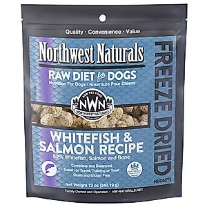 Northwest Naturals Freeze-Dried Whitefish & Salmon Dog Food - Bite-Sized Nuggets - Healthy,-Limited Ingredients, Human Grade Pet Food, All Natural - 12 Oz