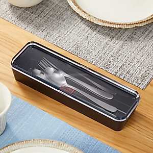 Pearl Metal HB-2912 Cutlery Case with Lid, Black, Made in Japan, Tsubamesanjo