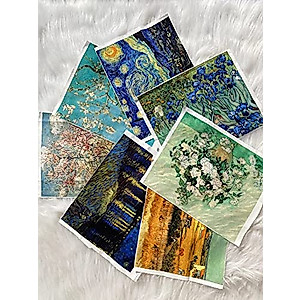 7 pcs of 20x25cm Cotton Twill Fabric Printed Painting of Van Gogh Cotton Twill Fabric for Sewing,Twill Fabric for Making Bags, Quilting,Wall Decor,Cotton DIY Sewing Materials Fabric