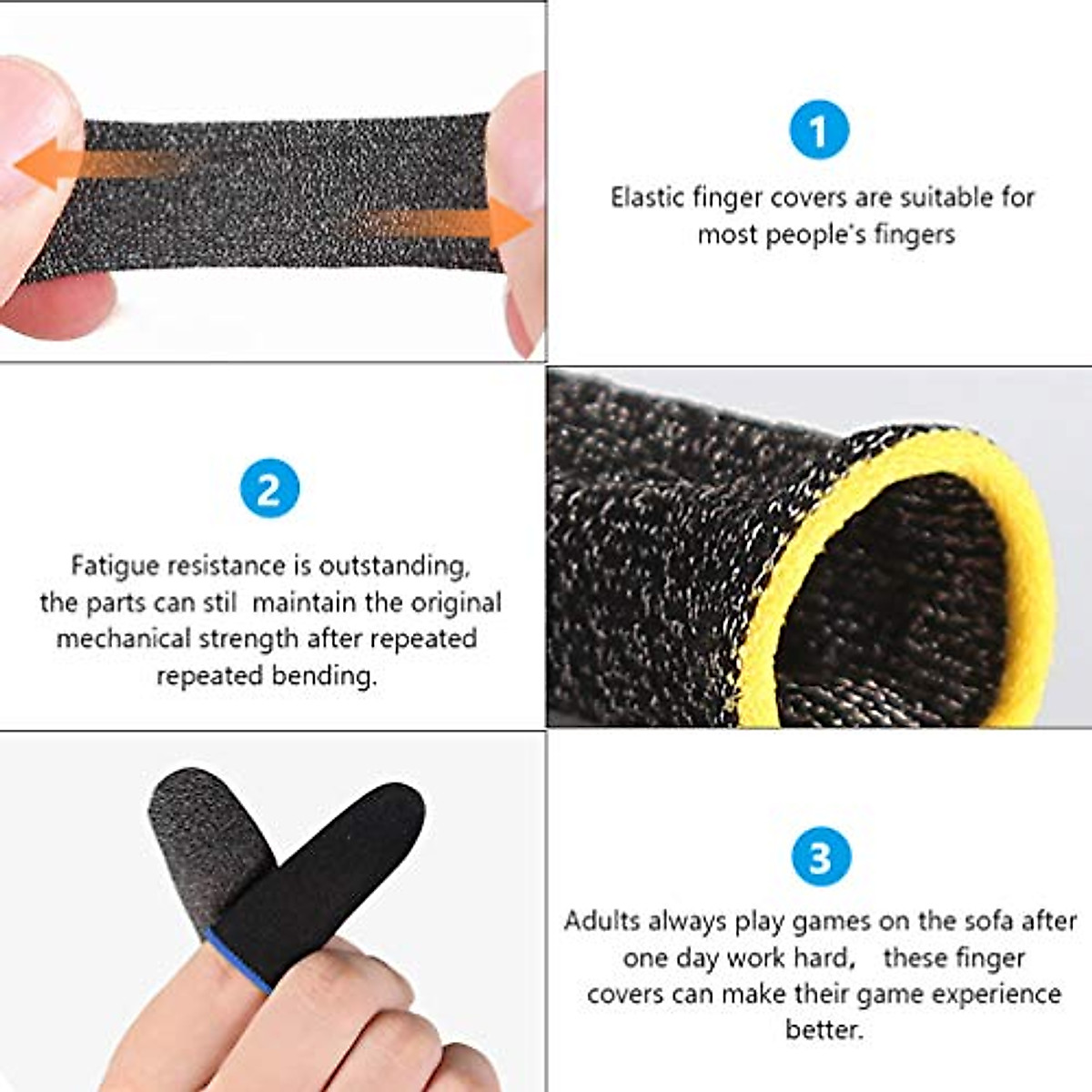 HEALLILY 5 Pairs Mobile Game Finger Cots Touchscreen Controller Finger Sleeve Breathable Anti- Sweat Thumb Finger Sleeve Thin Gaming Finger Gloves