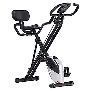 Davcreator Folding Exercise Bike, 2-in-1 Magnetic Recumbent & Upright Indoor Foldable Stationary Bikes for Home Workouts