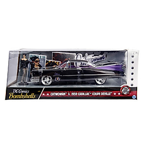 DC Comics Bombshells Catwoman &amp; 1959 Cadillac Die-cast Car, 1:24 Scale Vehicle &amp; 2.75&quot; Collectible Figurine 100% Metal
