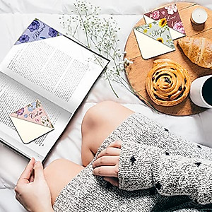 18 Pieces Personalized Flower Corner Bookmark Felt Triangle Page Corner Handmade Bookmark Cute Flower Book Marker Clip for Book Lovers Bookmarks for Women Girls Adults Kids Christmas Gift
