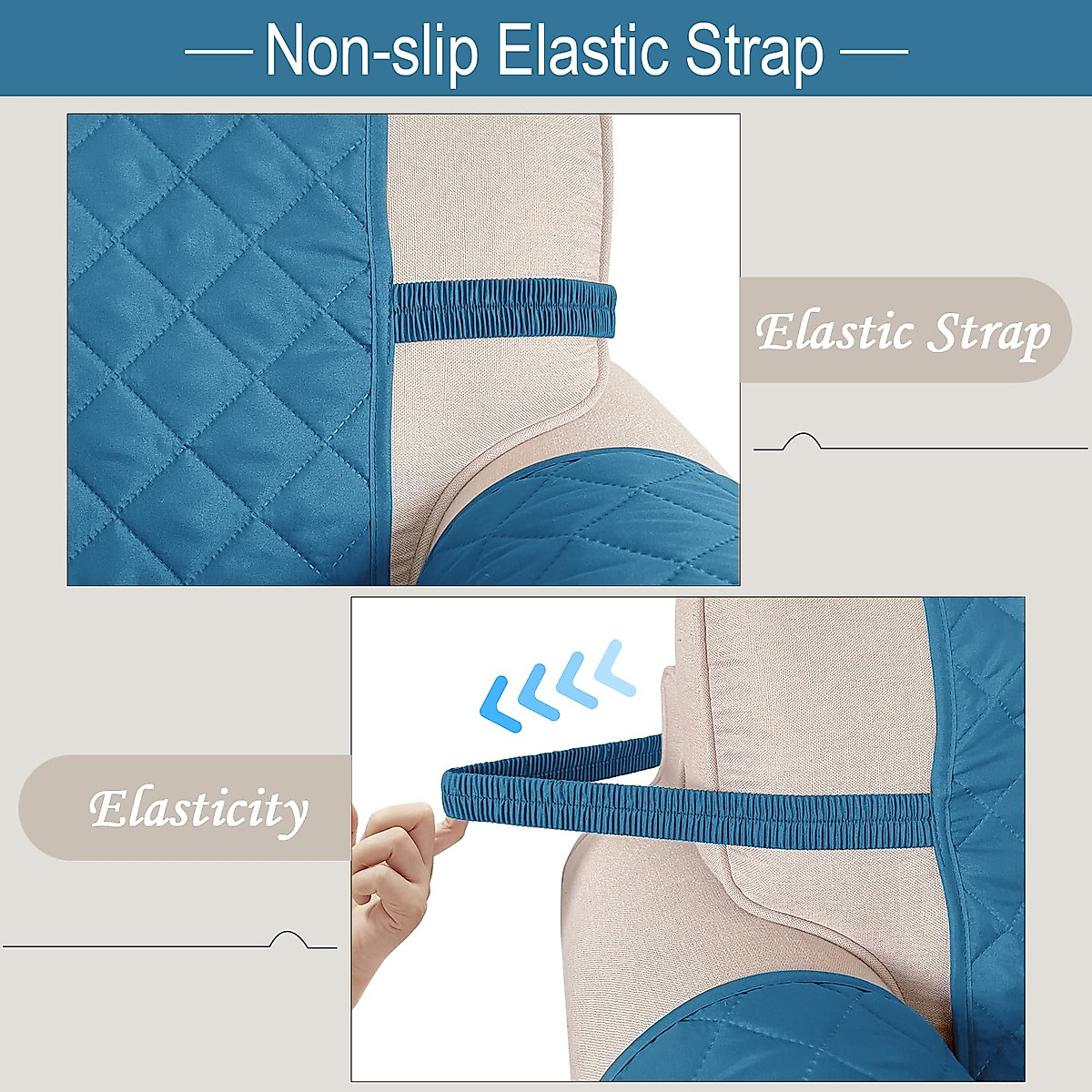 Luxshare Home Reversible 4 Seater Sofa Cover 91 Inch Large Couch Cover Furniture Protector(Sofa XX-Large,Blue/Beige)