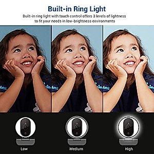 NexiGo Streaming Webcam with Ring Light and Dual Microphone, Advanced Auto-Focus, Adjustable Brightness with Touch Control, 1080P Web Camera for Zoom Skype Facetime, PC Mac Laptop (Renewed)