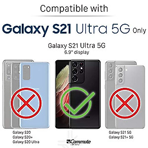 VENA vCommute Wallet Case Compatible with Samsung Galaxy S21 Ultra (6.8"-inch), (Military Grade Drop Protection) Flip Leather Cover Card Slot Holder with Kickstand - Space Gray