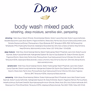 Dove Mixed Body Wash Pack with Natural Nourishers for Instantly Soft Skin and Lasting Nourishment Cleanser That Effectively Washes Away Bacteria While Nourishing Your Skin 4 Count