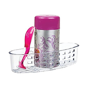 iDesign BPA-Free Plastic Bathroom Suction Organizer Basket - 6.5" x 2.75" x 2.5", Clear