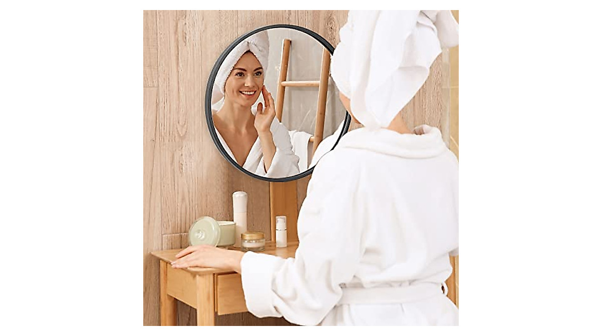 ZenStyle 18" Black Round Wall Mirror - Modern Decor