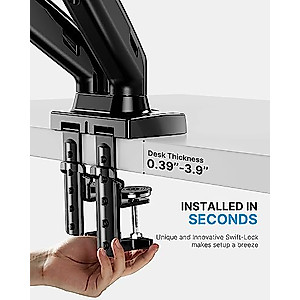 HUANUO Dual Monitor Stand, Adjustable Spring Monitor Desk Mount for 13-27 inch, Holds Max 14.3lbs, Computer Monitor Arms with Wide Range of Motion for Home Office