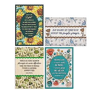 DaySpring - The Lord's Love Never Ends - 4 Floral Desgin Assortment with Scripture - 12 Boxed Praying for You Cards & Envelopes (J9176)