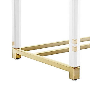 Posh Briar 2-Drawer Metal Writing Desk with Acrylic Legs in White/Gold