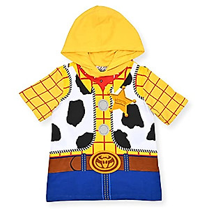 Disney Toy Story Boys Hooded Shirt Toy Story Costume Tee - Sheriff Woody (Yellow, 5T)