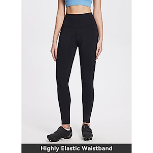 BALEAF Winter Womens Cycling Pants 4D Padded Thermal Water Resistant Bike Tights Padding Fleece Lined Cold Weather Pockets Black M