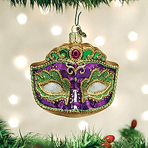 Old World Christmas 36241 Cities, Places and Landmarks Glass Blown Ornaments for Christmas Tree Mardi Gras Mask, 3 X 3 X 2.5