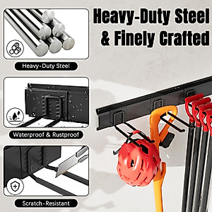 Garage Garden Tool Organizer Wall Mount, Heavy Duty Garage Tool Storage Rack 48 Inches, Max Load 330lb - Shovel, Rake, Folding Chair, Weed Eater Storage