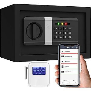FORFEND Smart Home Safe | App Control/Alert WiFi Safe Box | Kidnap Alarm, Tamper Detection, False Attempt Alarm | Alexa/Google Home | Predrilled Wall Mount | Money Safe for Cash Jewelry Handgun Safe