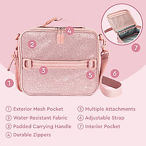 Bentgo® Kids 5-Compartment Lunch Box With Insulated Lunch Bag - (Glitter Edition - Petal Pink)