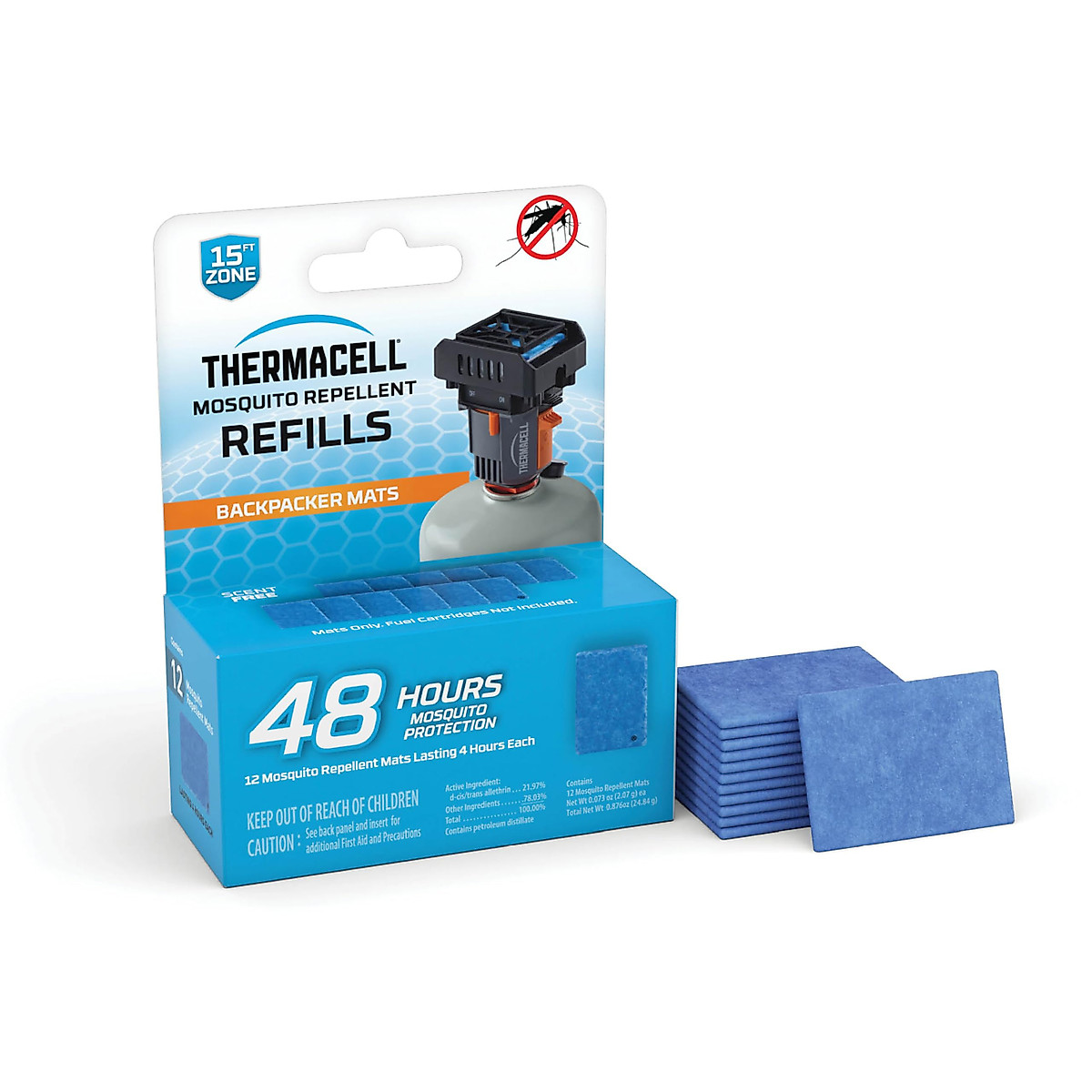 Thermacell Mosquito Repellent Mat Only Refills; Compatible with Thermacell Backpacker; Highly Effective, Long Lasting, No Spray, No Scent, No Mess; 15 Foot Zone of Mosquito Protection