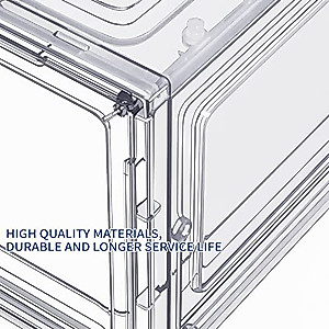 mupera Clear Shoe Box Stackable - Upgraded Large Plastic Sneaker Storage Box with Lid, Magnetic Shoe Boxes Stackable, Shoe Box Clear Plastic, Drop Front Boot Organizer, Hard Plastic Shoe Storage Bin