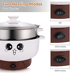 MINGPINHUIUS 4-in-1 Multifunction Electric Cooker Skillet Wok Electric Hot Pot For Cook Rice Fried Noodles Stew Soup Steamed Fish Boiled Egg Small Non-stick with Lid (3.6L, without Steamer)