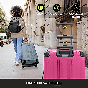 Kenneth Cole REACTION Out of Bounds Lightweight Hardshell 4-Wheel Spinner Luggage, Magenta, 2-Piece Set (20" & 28")