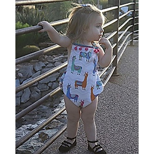 Lamuusaa Newborn Infant Toddler Baby Girls Colourful Alpaca Pattern Tank Tops Summer Bodysuit Romper Jumpsuit (80/6-12M, Multicoloured)
