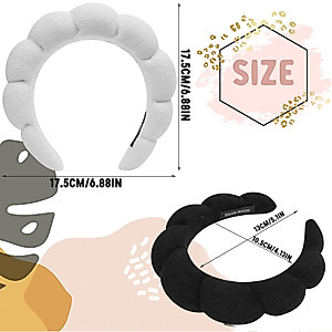 2 PCS Women Sponge Spa Headband Makeup Headband Spa Headbands Terry Towel Cloth Fabric Head Band for Skincare, Face Washing, Makeup Removal, Shower, Facial Mask, Hair Accessories 2 Colors (blackwhite)