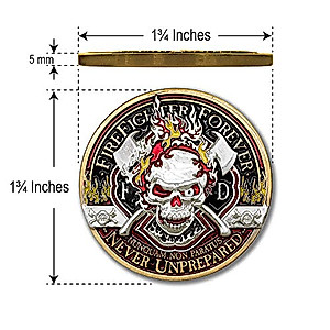 Thin Red Line · Firefighter Forever Challenge Coin with Deluxe Display Tin Box Plus Bonus polishing Cloth - 2 Medallion Set