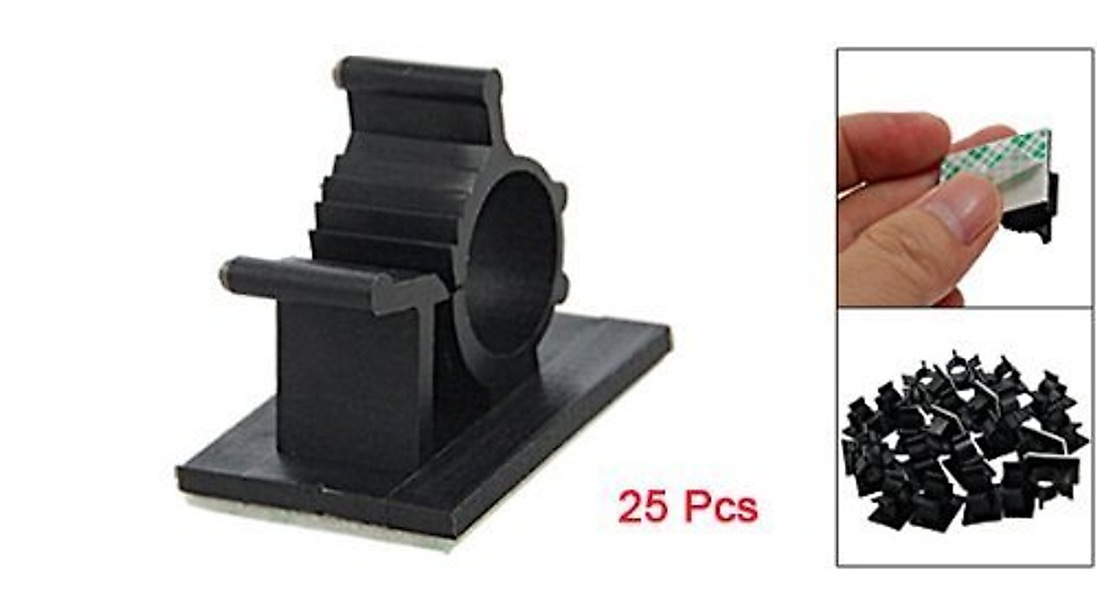 25 Pcs Black Adhesive Backed Nylon Wire Adjustable Cable Clips Clamps ...