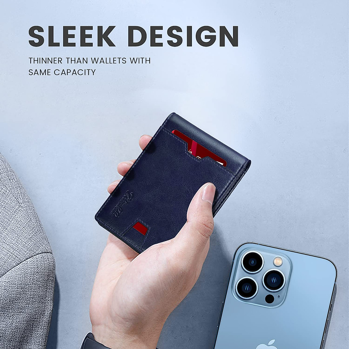 Zitahli Mens-Wallet-Slim-Leather-RFID Blocking Wallet for Men Minimalist Bifold Credit Card Holder with Gift Box