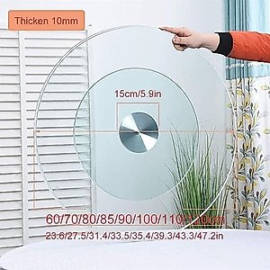 Lazy Susans Turntable Tempered Glass Lazy Susan Turntable， Round Clear Serving Plate Rotating Stand Kitchen Dining Table Tray Tabletop Organizer Spices Storage Holder (Size : 60cm/23.6)
