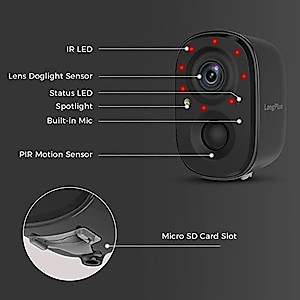 LongPlus 2 Pack Wireless Outdoor Security Camera,Battery Powered Wireless Security Camera for Home Security, Wireless WiFi Camera with AI Detection, Color Night Vision,Spotlight,2 Way Audio,Only2.4Ghz