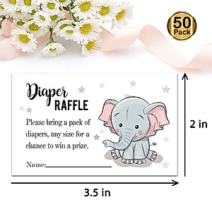 50 Elephant Diaper Raffle Tickets for Baby Shower-Baby Shower Invitations Inserts Request Cards Games Decorations Supplies for Baby Gender Tickets.