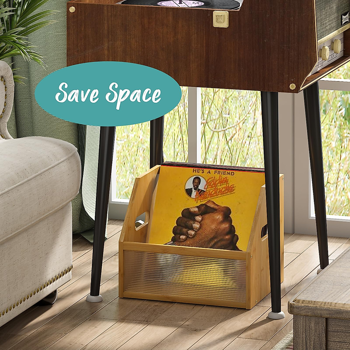 Vriccc Bamboo Vinyl Record Storage Box - Stylish Organizer