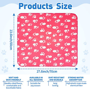 10 Pieces Pet Blankets with Paw Print Dog Cat Soft Fleece Blankets Sleep Mat Pad Bed Cover for Kitten Puppy and Other Small Animals, 24 x 28 Inch (Bright Color)