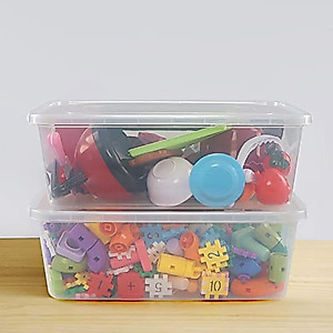 Hespama 14 Quart Plastic Storage Bin, Clear Latching Boxes with Grey Lid, 2 Packs, F